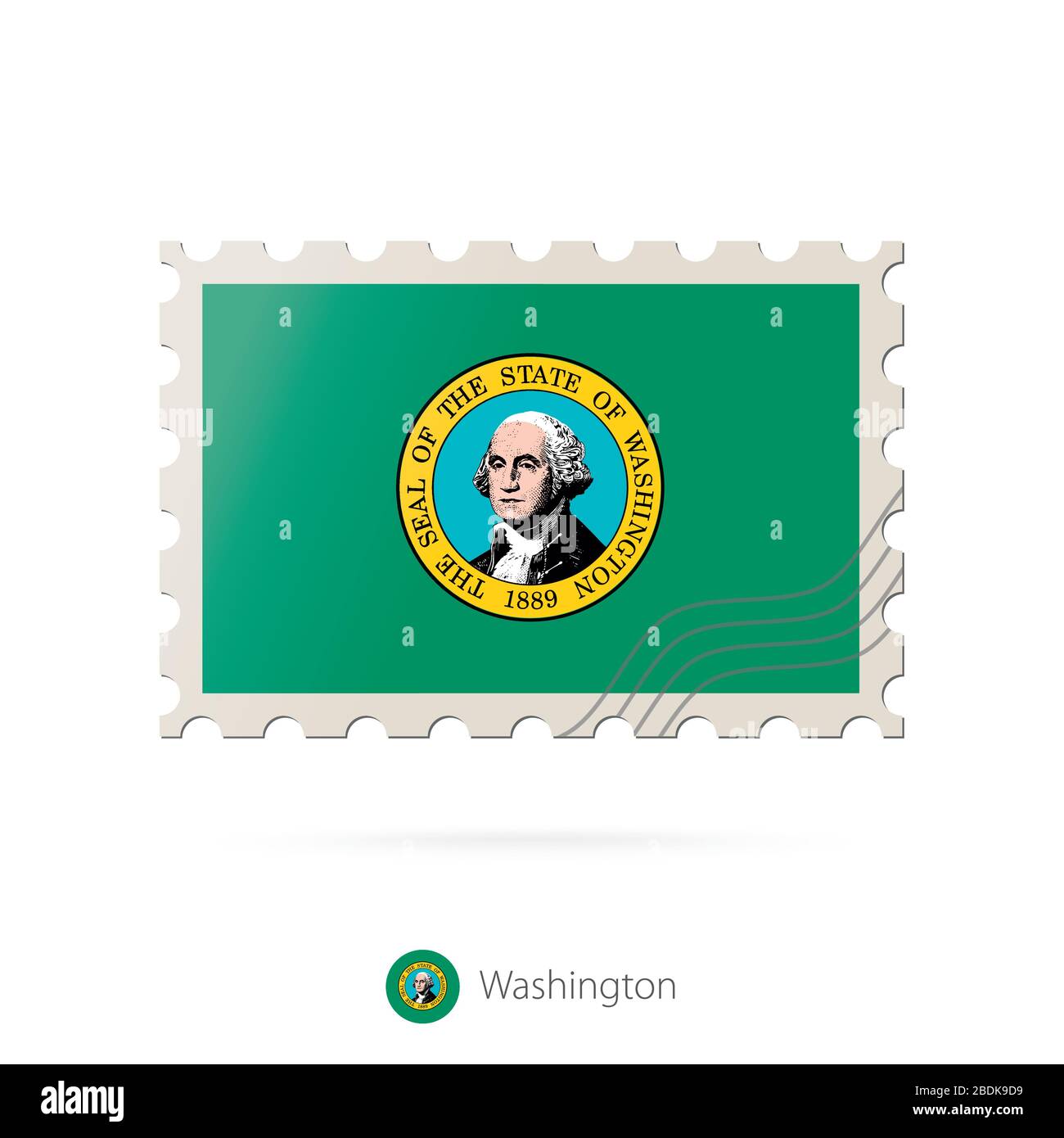 Postage stamp with the image of Washington state flag. Washington Flag ...