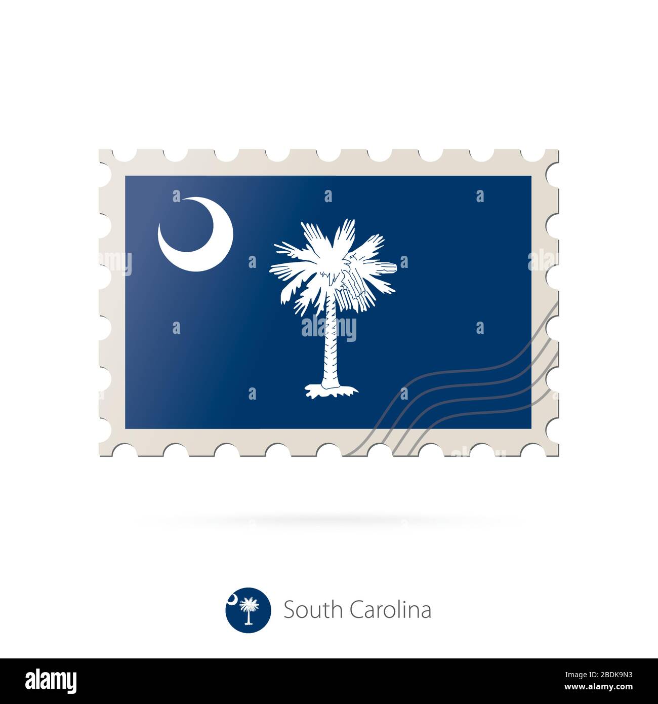 Postage stamp with the image of South Carolina state flag. South ...