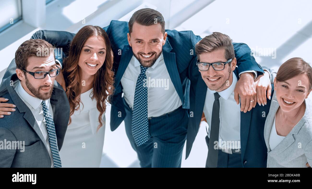 top view. successful business team standing together Stock Photo - Alamy