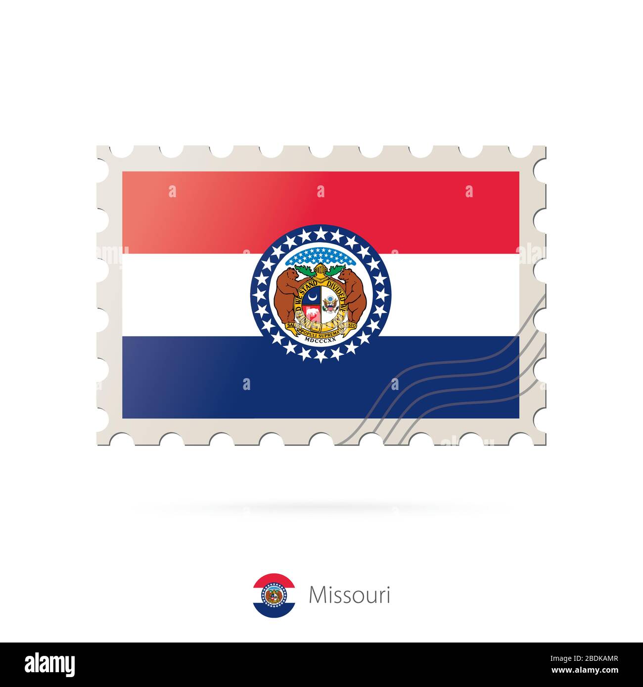 Postage stamp with the image of Missouri state flag. Missouri Flag ...