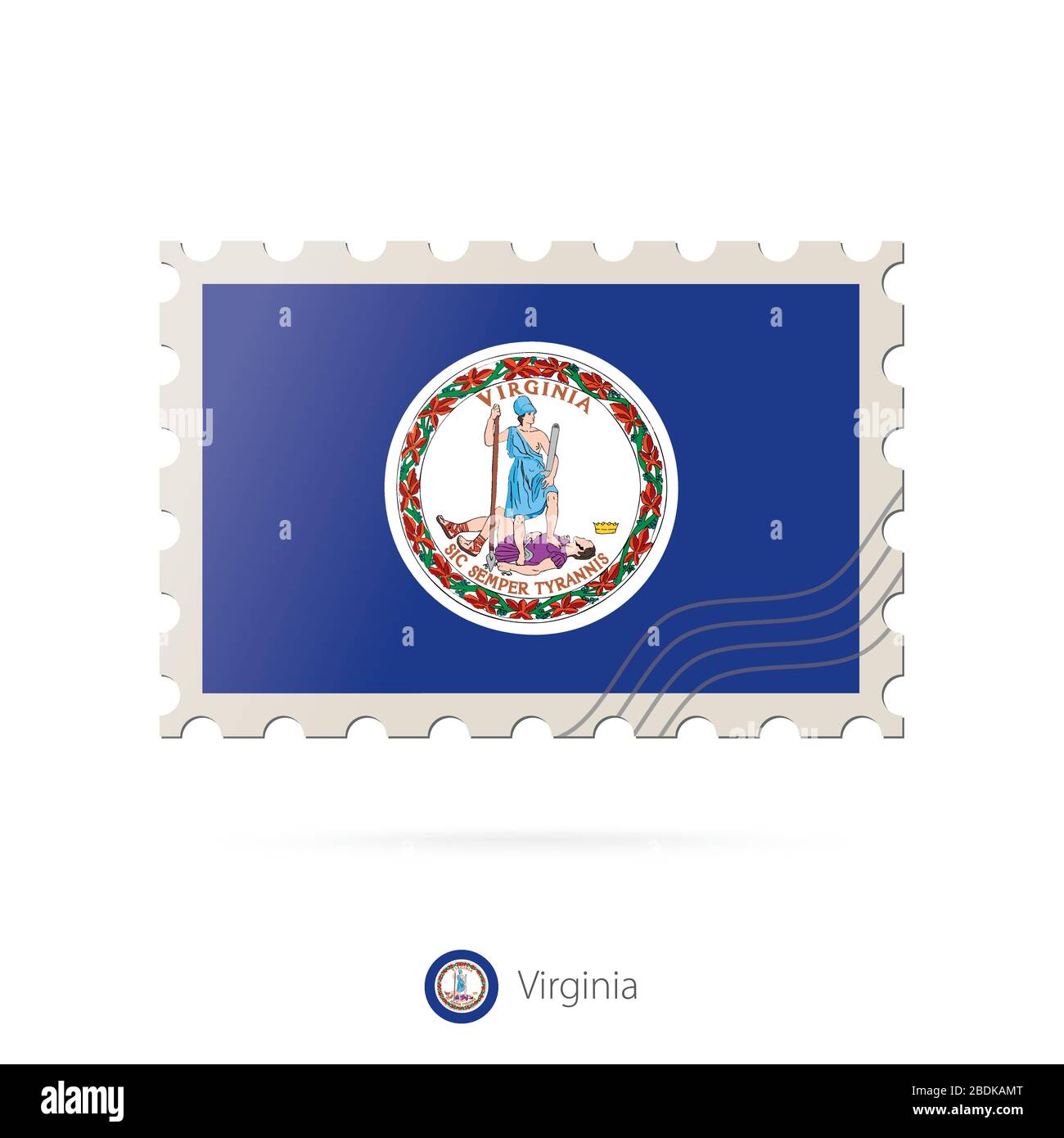 Postage stamp with the image of Virginia state flag. Virginia Flag ...