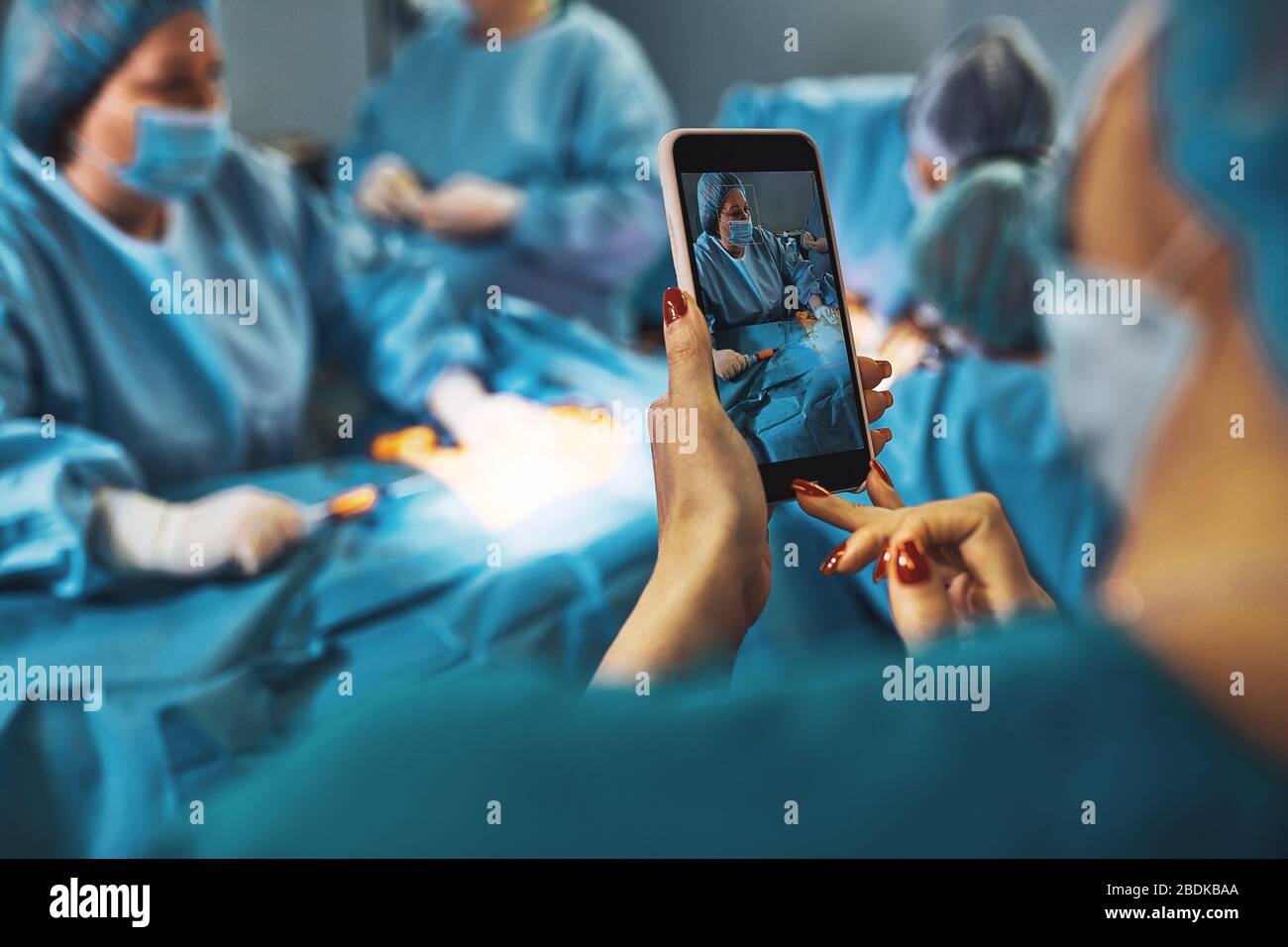 Theater of Surgery. The assistant conducts an online broadcast of a ...