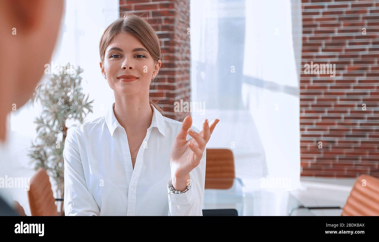 side view.in full growth.confident young woman is moving forward Stock ...