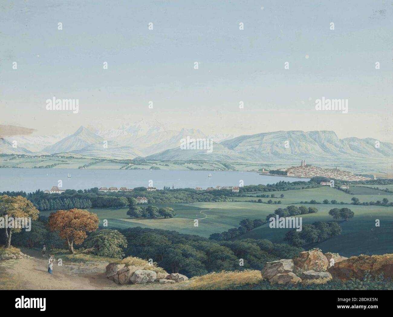 Carl Ludwig Hackert - Vue sur le Mont Blanc et Genève (1796 Stock Photo ...