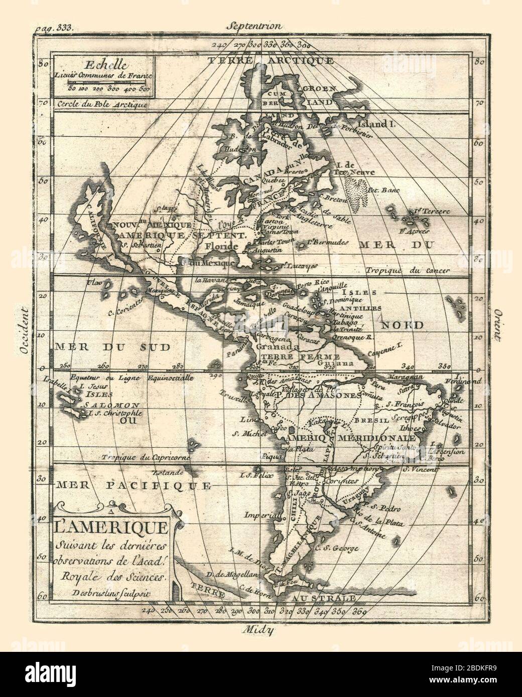 Géographie Buffier-carte de l'Amérique Stock Photo - Alamy