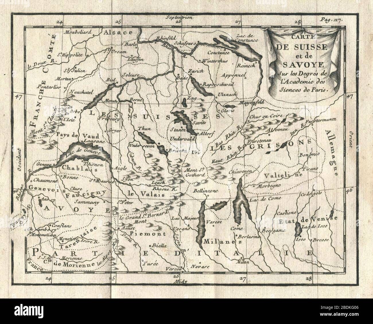Géographie Buffier-carte de Suisse & de Savoie Stock Photo - Alamy