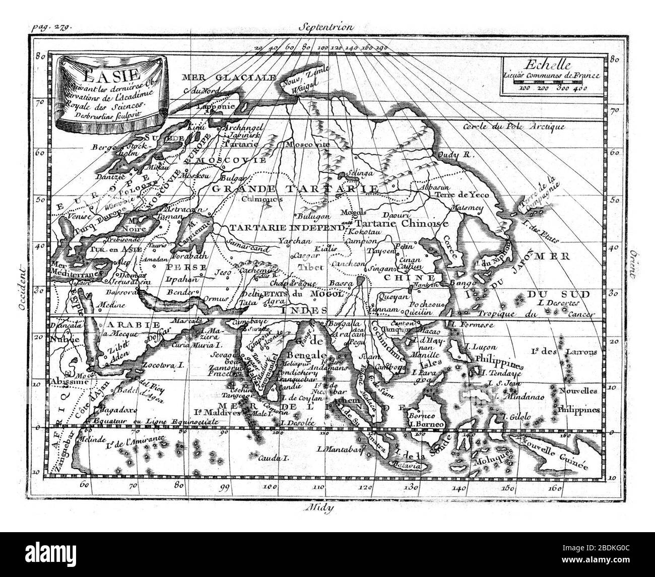 Géographie Buffier-carte de l'Asie-NB Stock Photo - Alamy