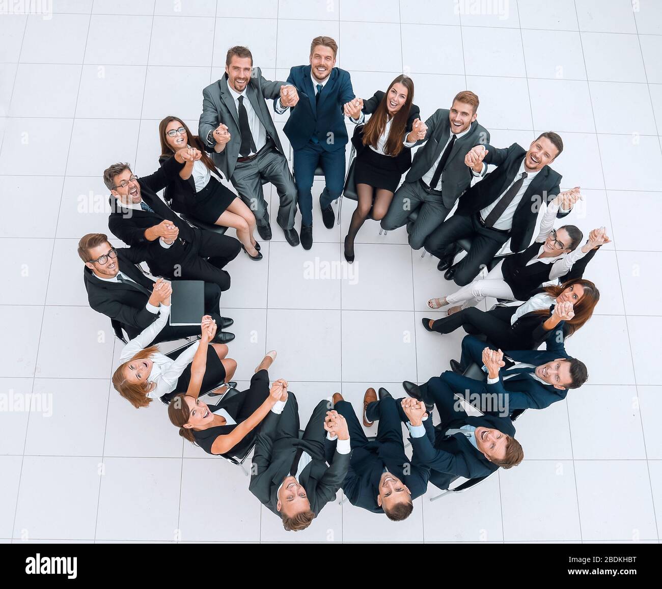 concept of team building .large successful business team sitting in a ...