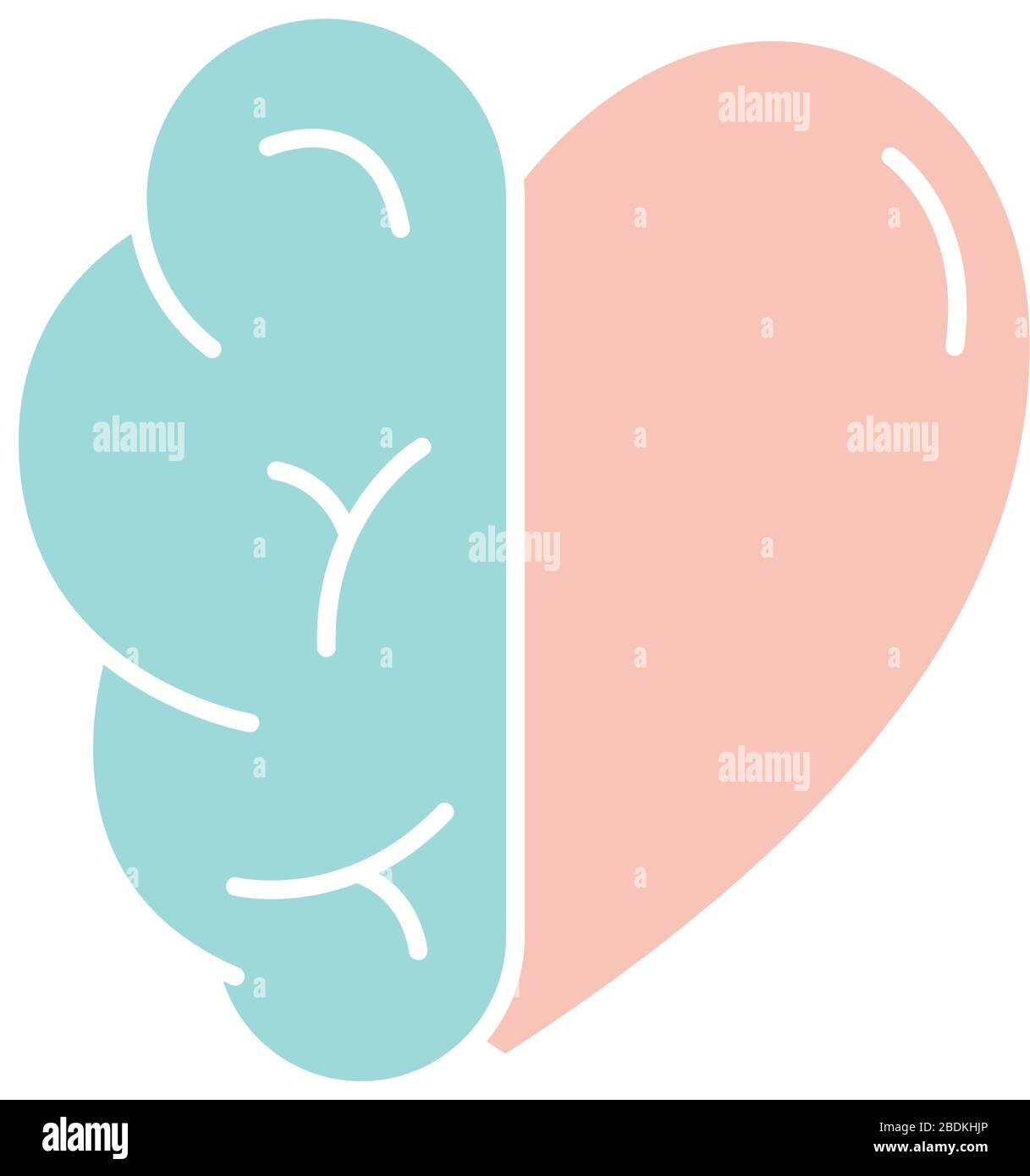 Human brain and heart line style icon vector design Stock Vector Image ...