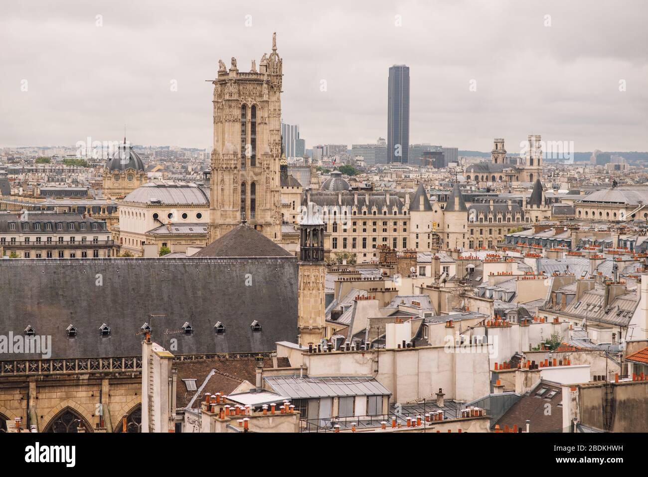 view from the roof of the Georges Pompidou Center. The center was built ...