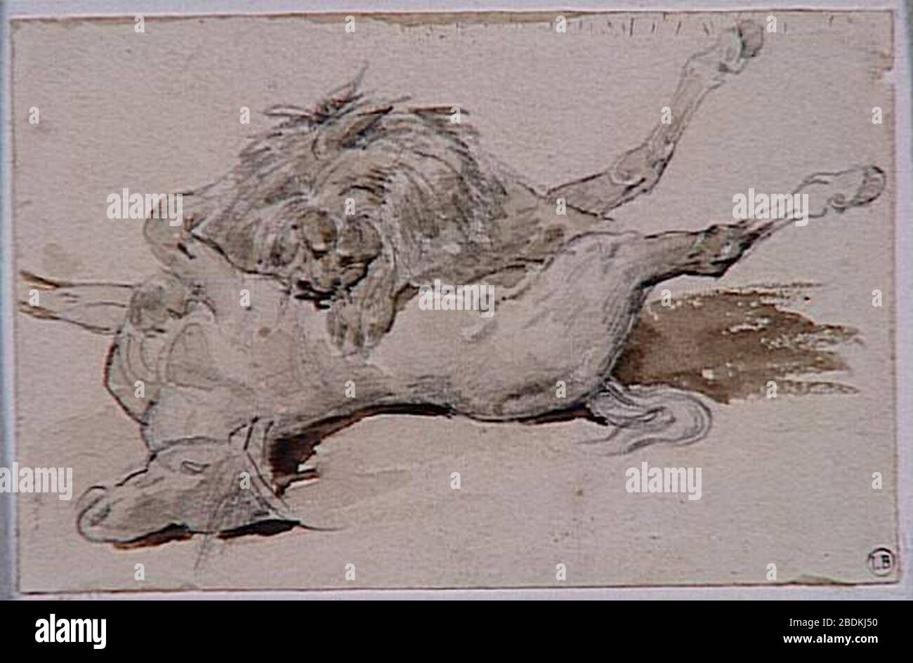 Géricault - Lion s'acharnant sur un cheval renversé NI697;AI226 Stock ...