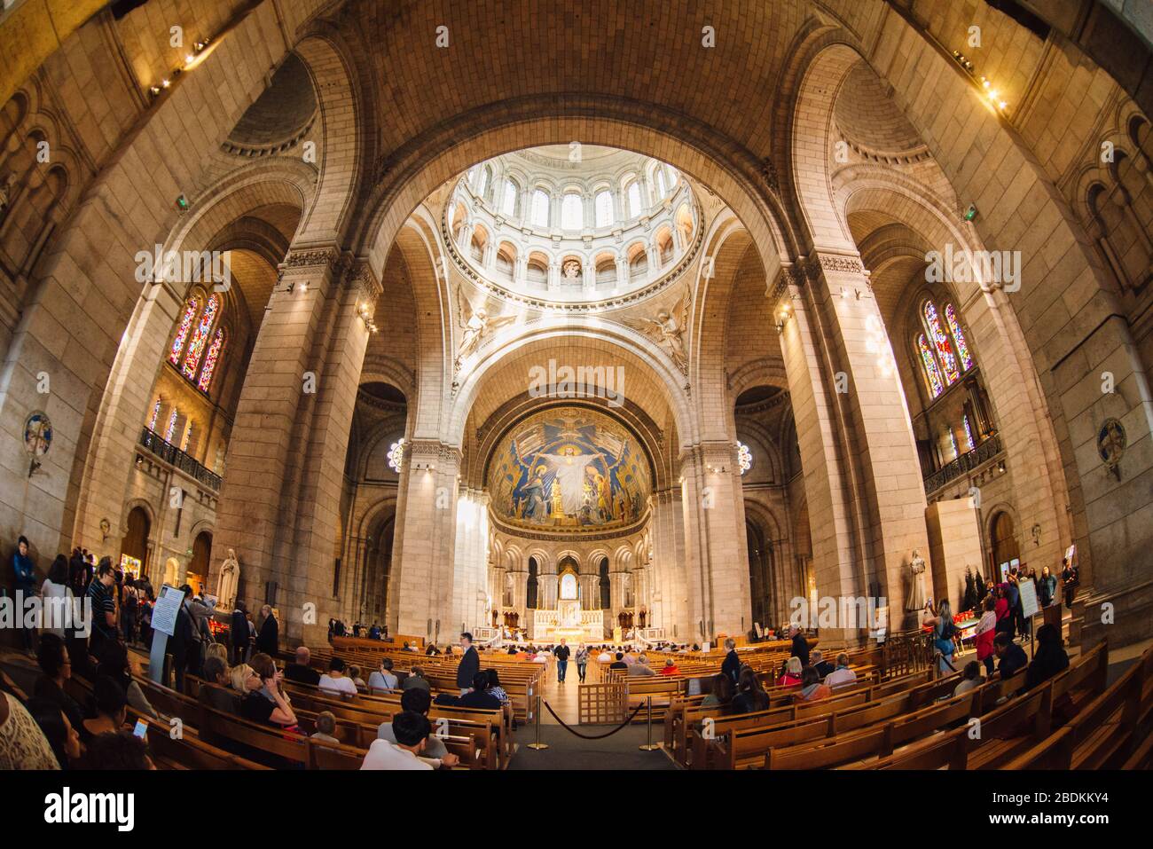 Interior view of the Basilica of the sacred Heart of Paris, commonly ...