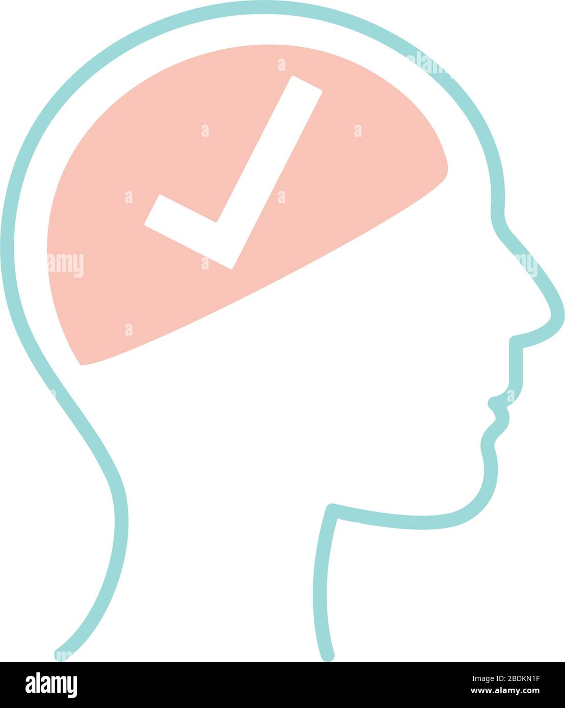 check mark inside human head line style icon vector design Stock Vector ...