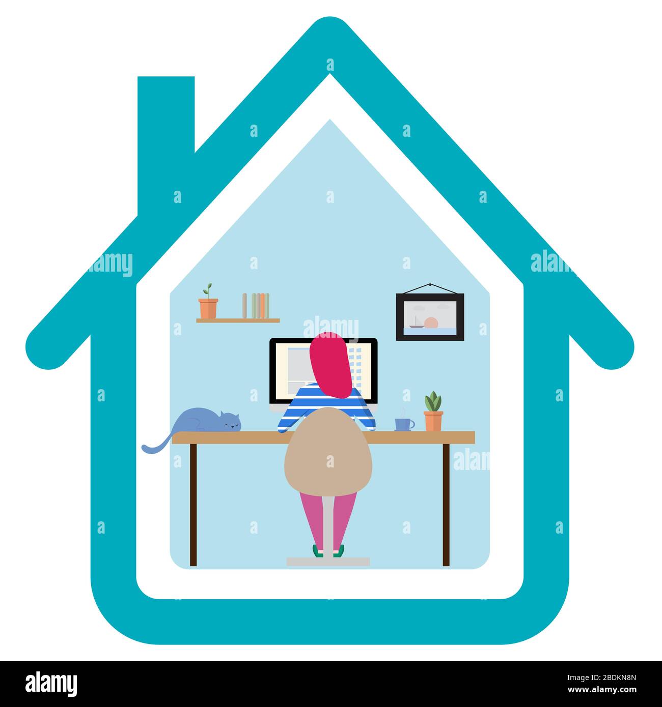 Online working on self isolation Stock Vector Images - Alamy
