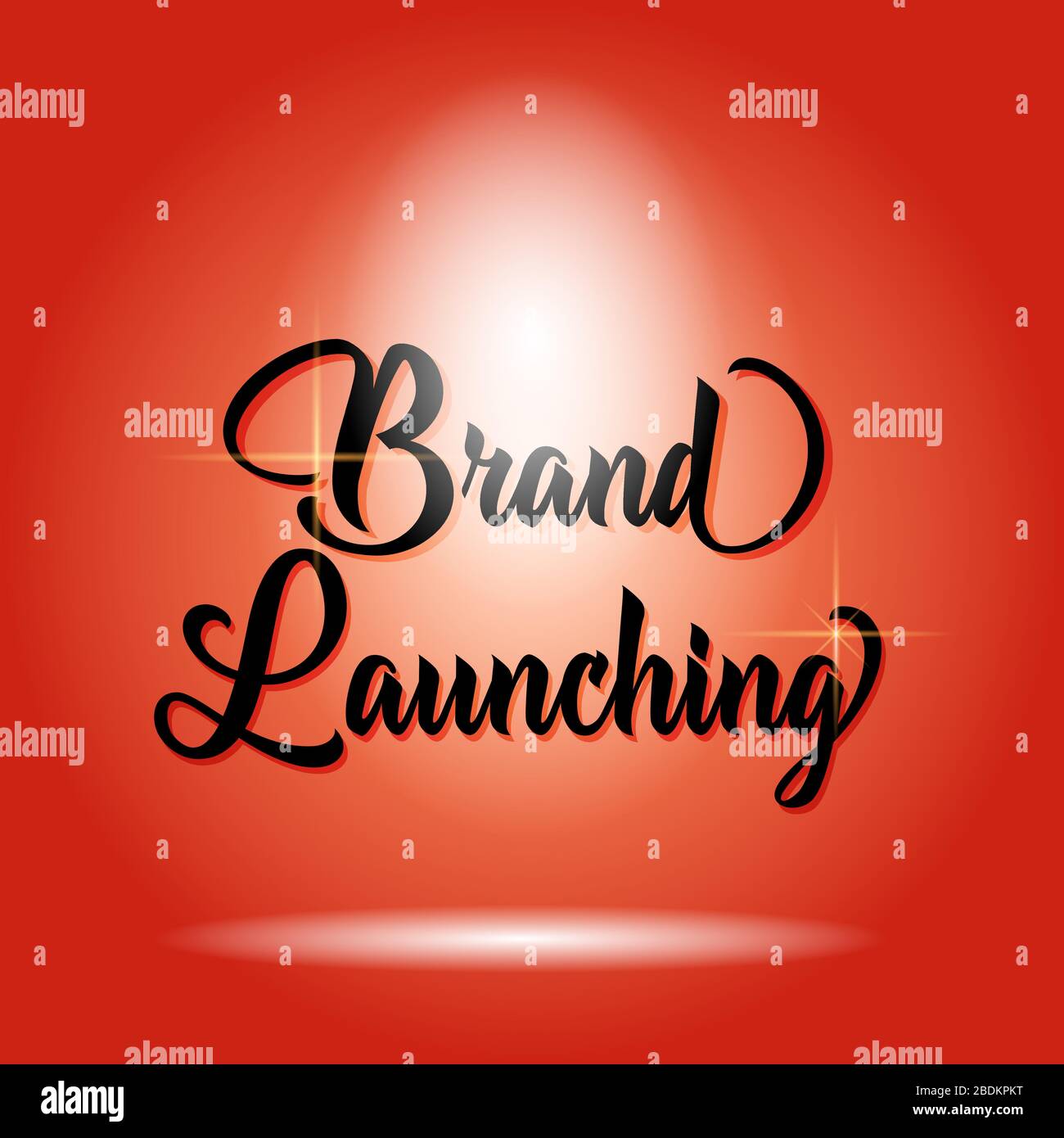 Brand launching poster design isolated red background Stock Vector ...
