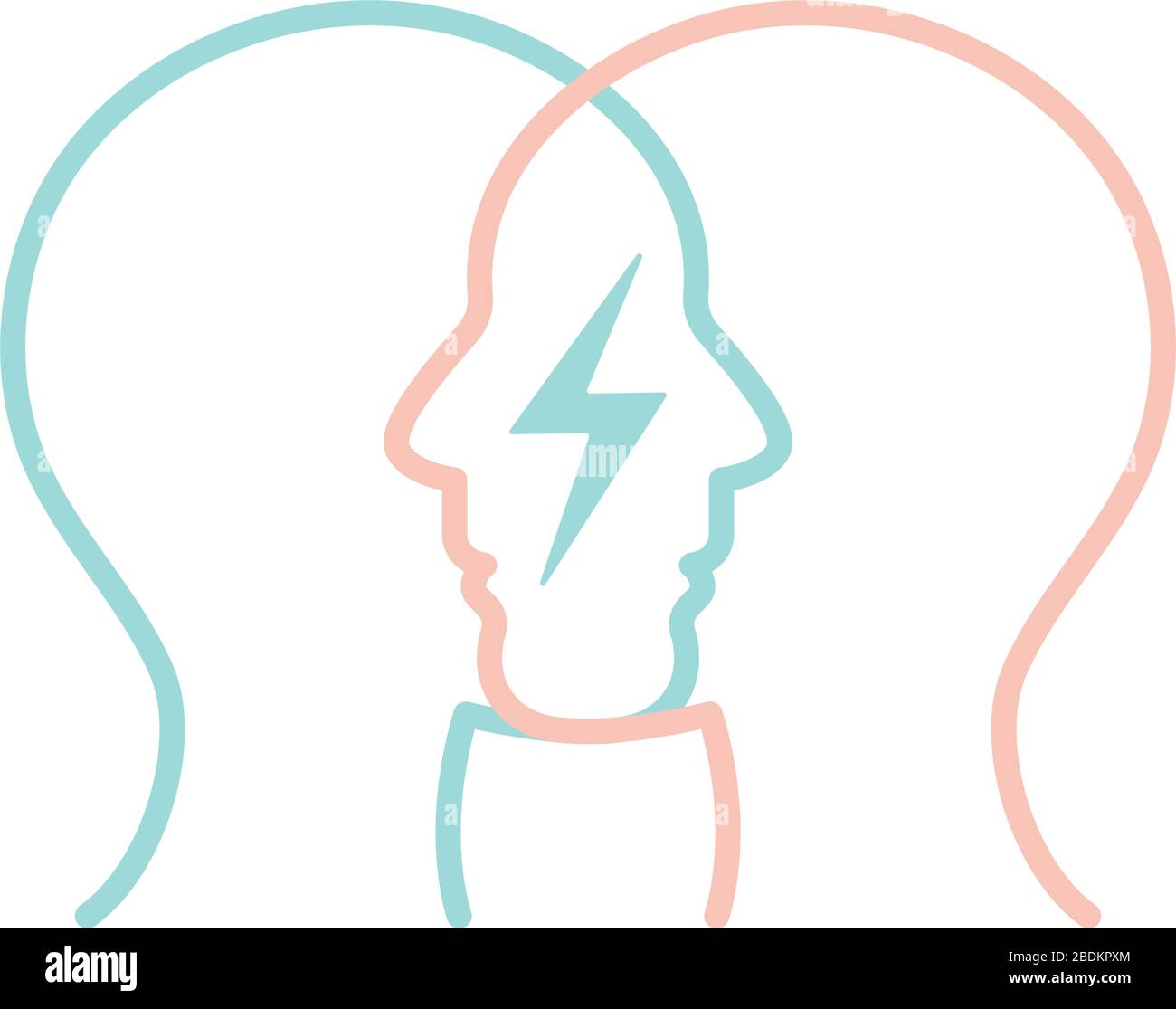 thunder inside human heads line style icon vector design Stock Vector ...