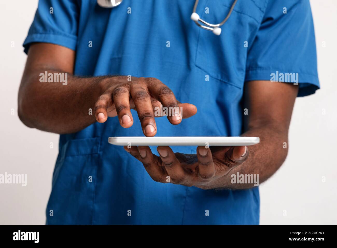 African american doctor using touch hi-res stock photography and images ...