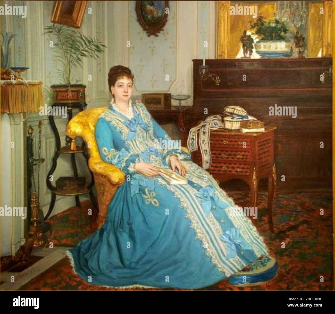 Gustave Léonard de Jonghe - Lady in Blue Stock Photo - Alamy