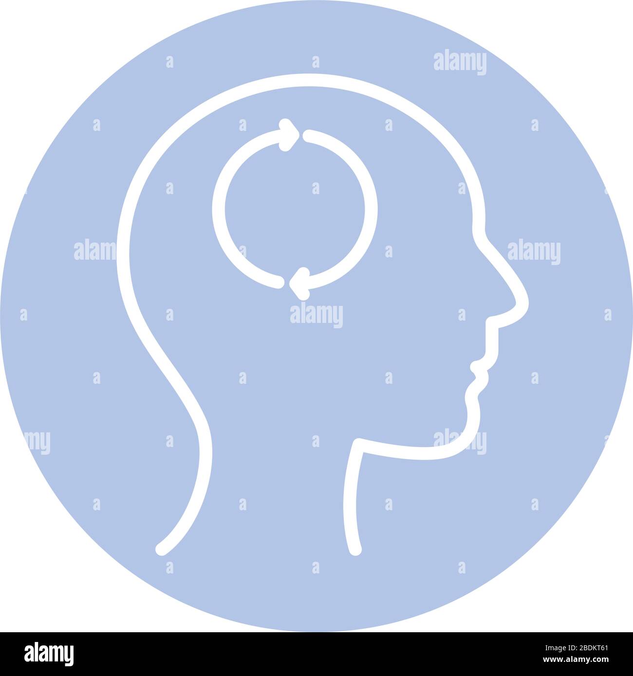 repeat arrows inside human head block style icon vector design Stock ...