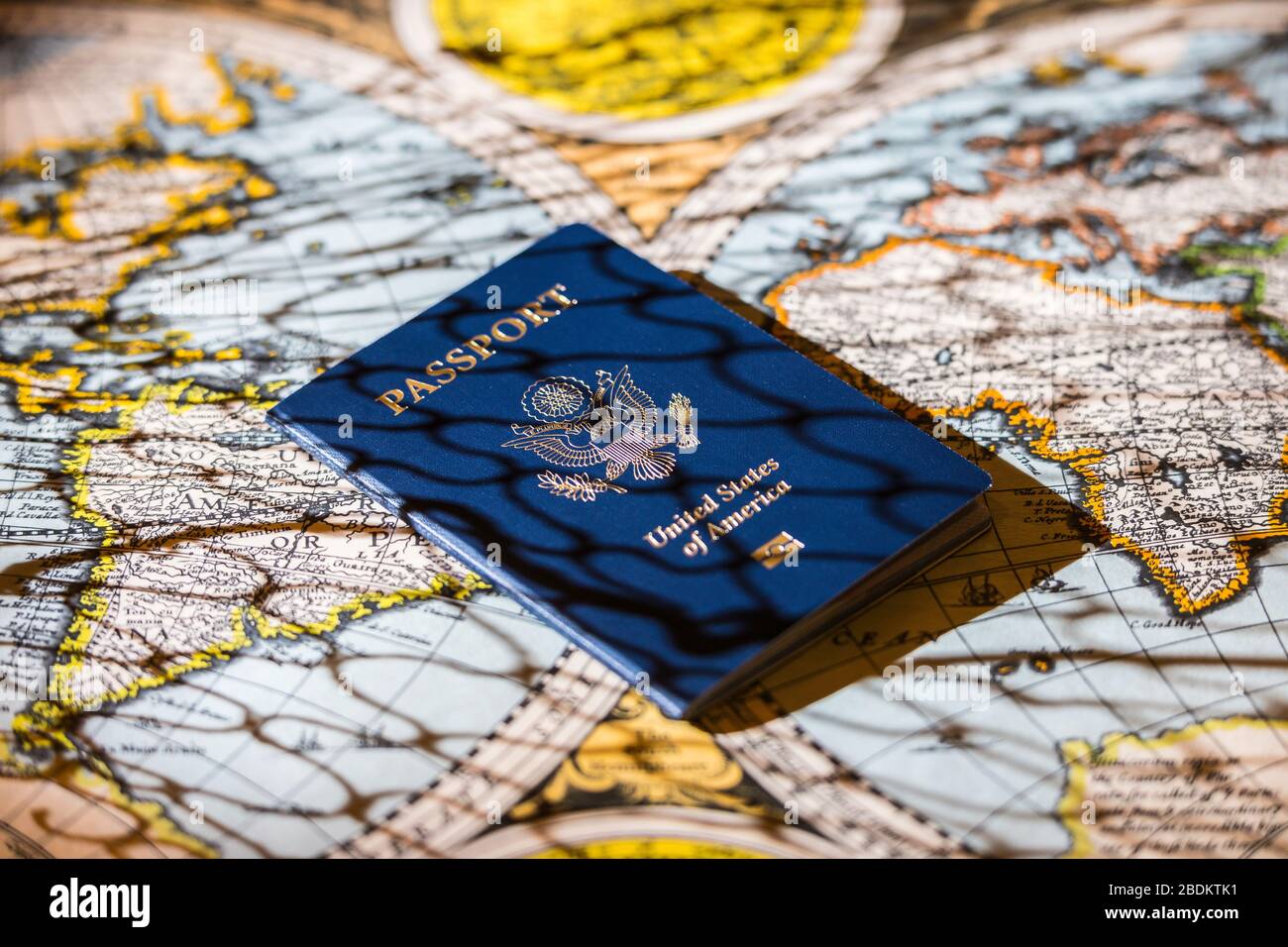 us passport on ancient world map Stock Photo - Alamy