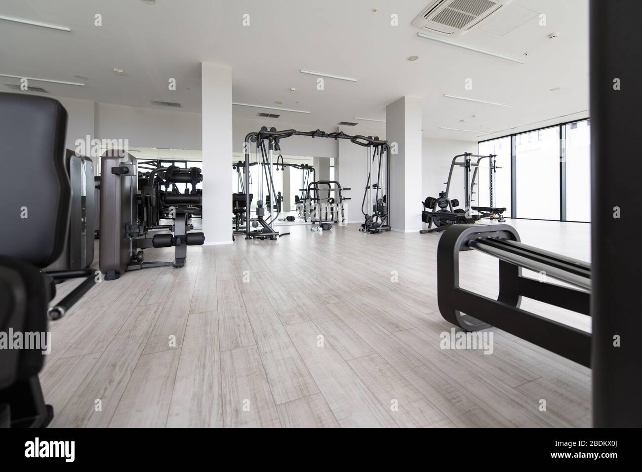 Equipment And Machines At The Modern Gym Room Fitness Center Stock ...