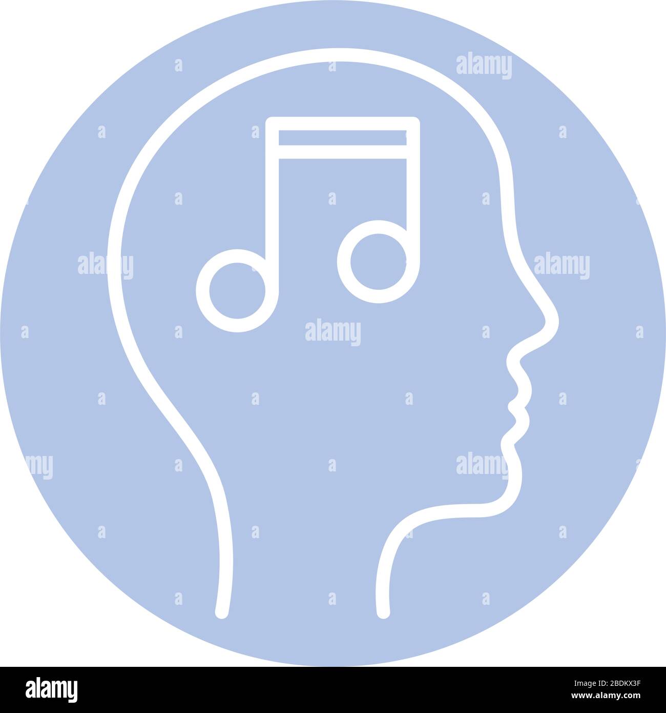 music note inside human head block style icon vector design Stock ...