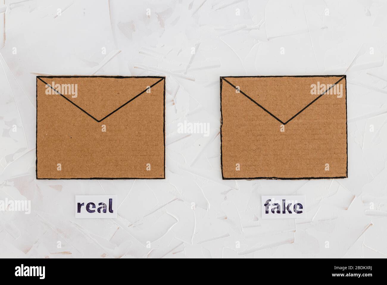 trust-wrothy vs fake emails or online scams concept, email envelop ...