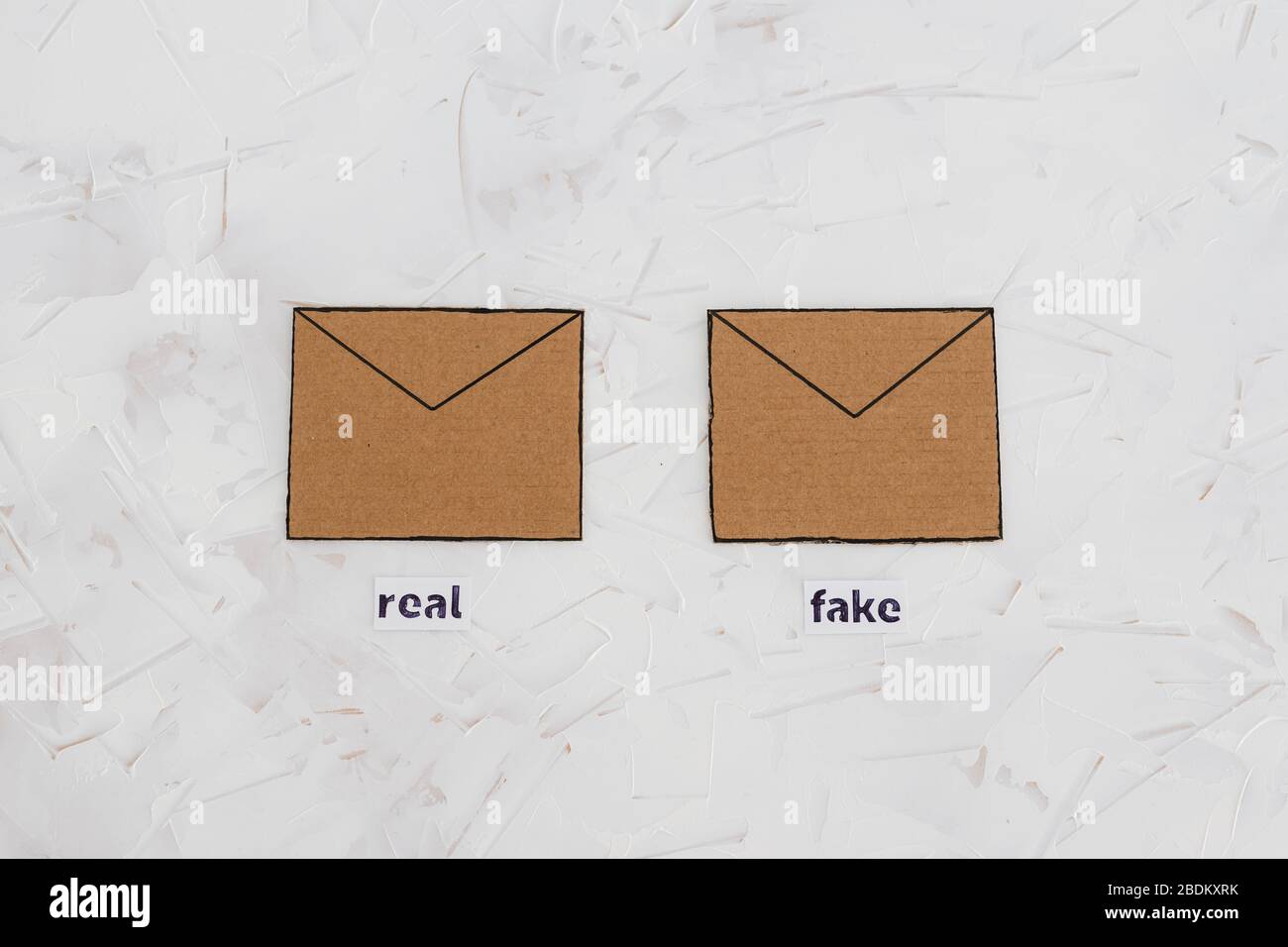 trust-wrothy vs fake emails or online scams concept, email envelop ...