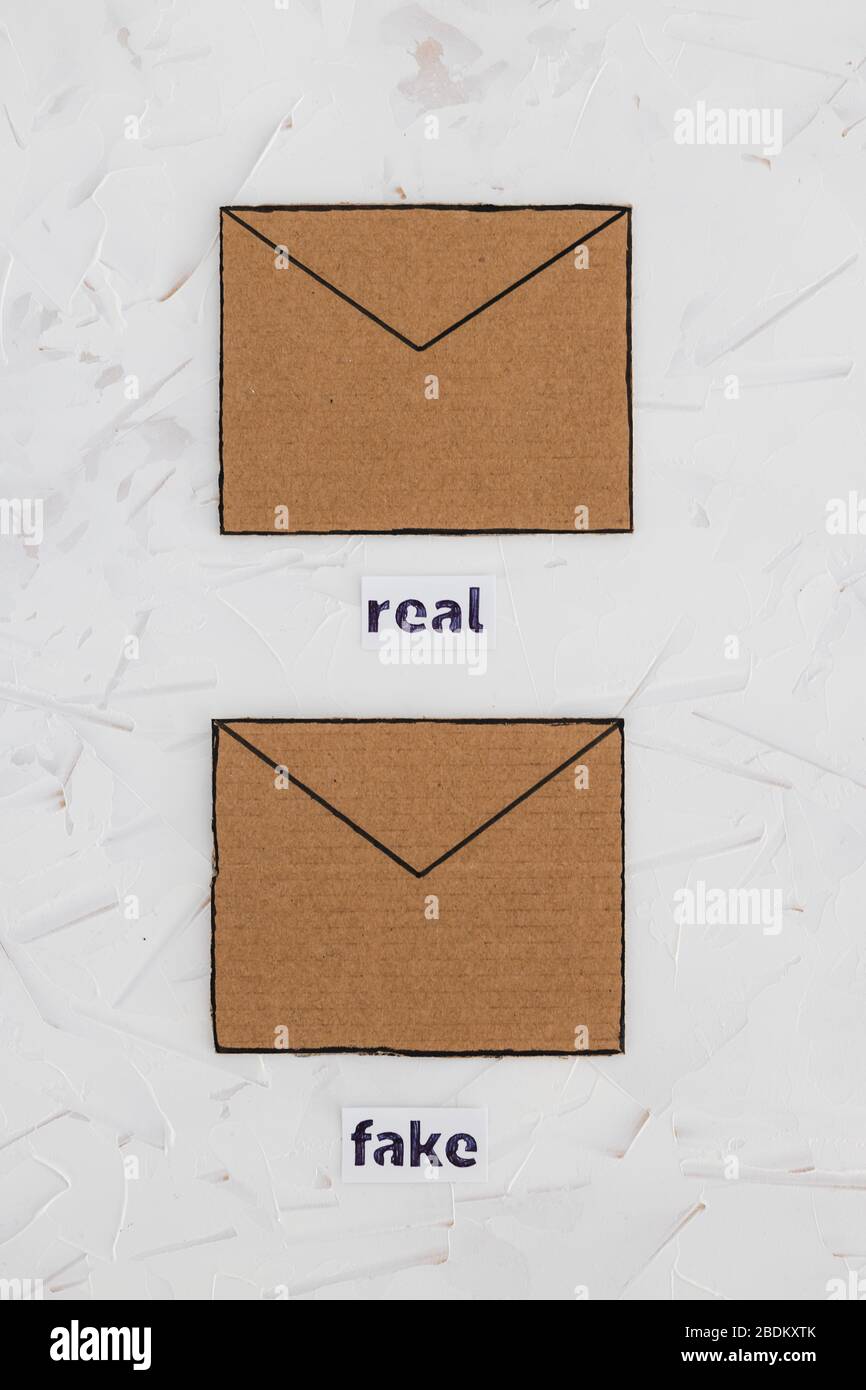 trust-wrothy vs fake emails or online scams concept, email envelop ...