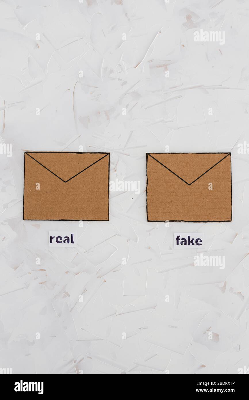 trust-wrothy vs fake emails or online scams concept, email envelop ...