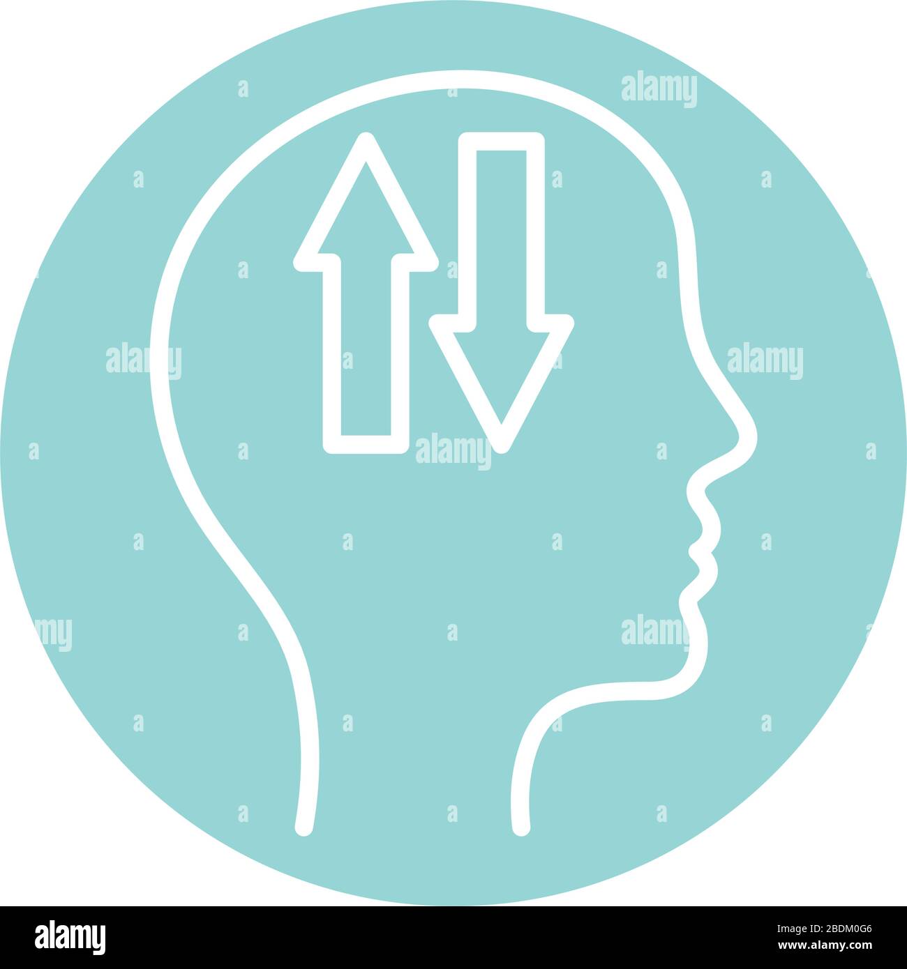 download and upload arrows inside human head block style icon vector ...