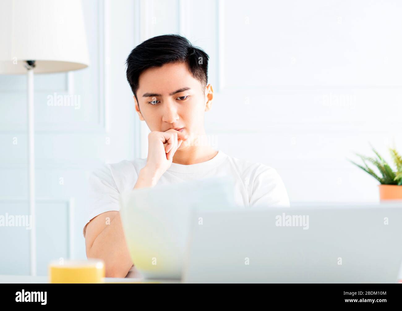 Working home computer with headset hi-res stock photography and images ...