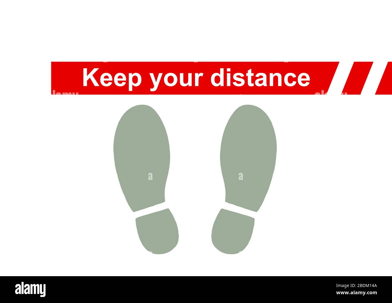 Social distancing during COVID-19 pandemic, foot prints in front of red ...