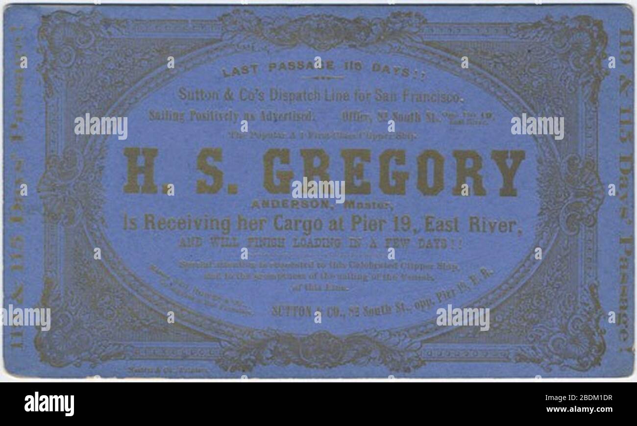 H. S. GREGORY Clipper ship sailing card Stock Photo - Alamy
