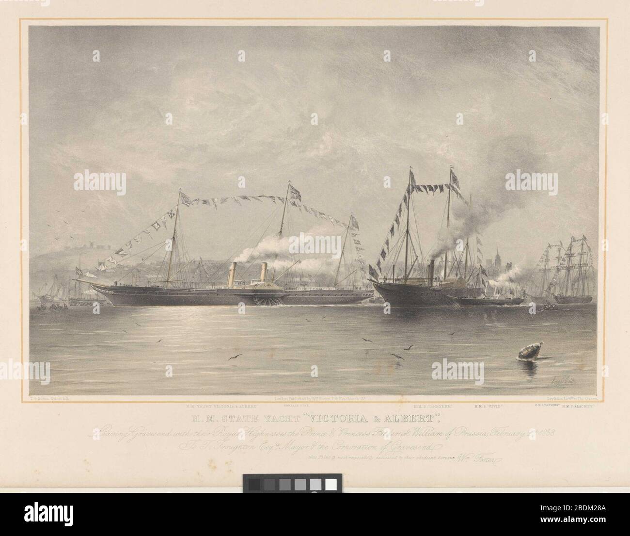 H.M. State Yacht Victoria and Albert, leaving Gravesend with their ...