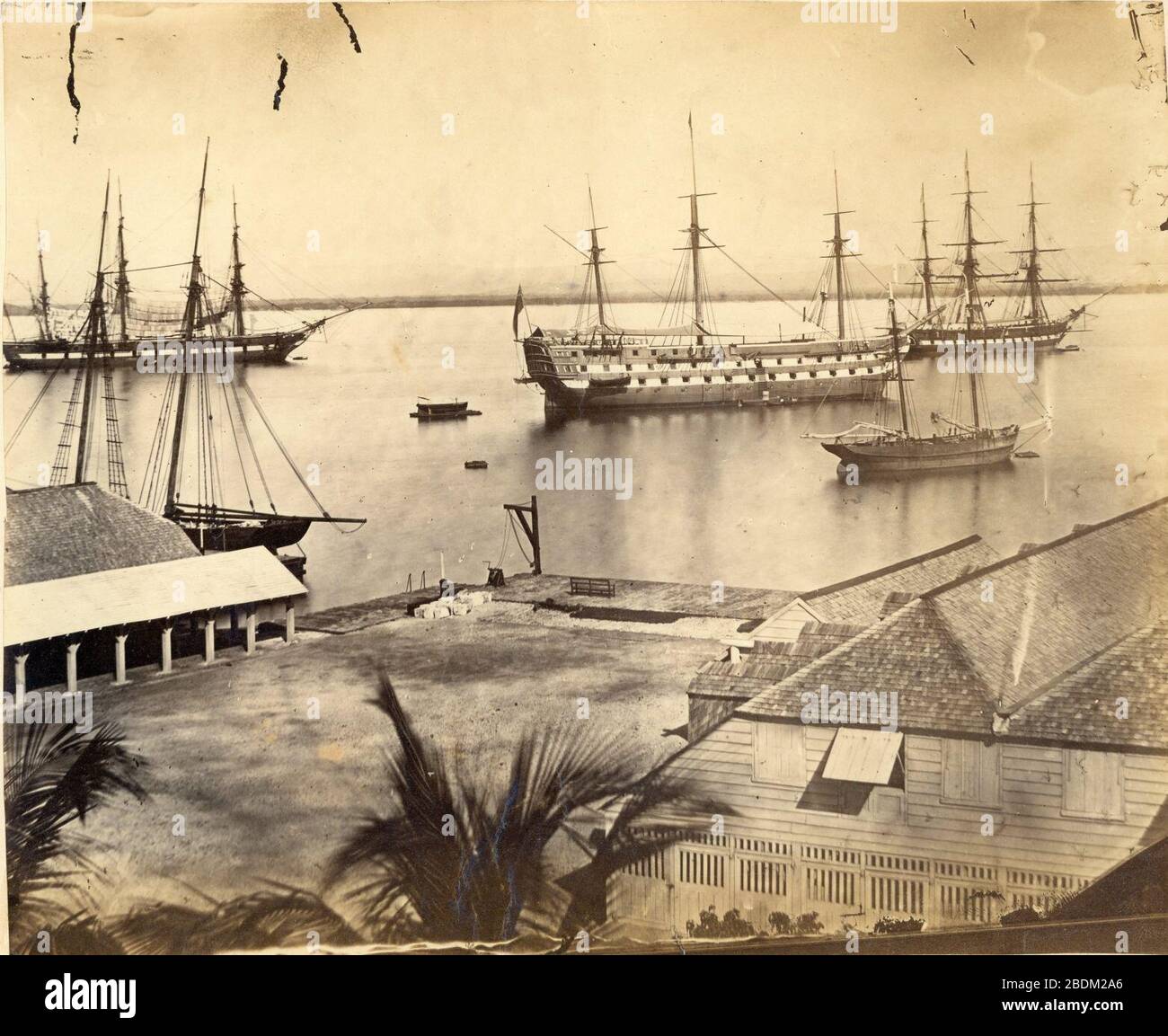 H.M.S. Aboukir at Port Royal, Jamaica. circa 1865 Stock Photo - Alamy