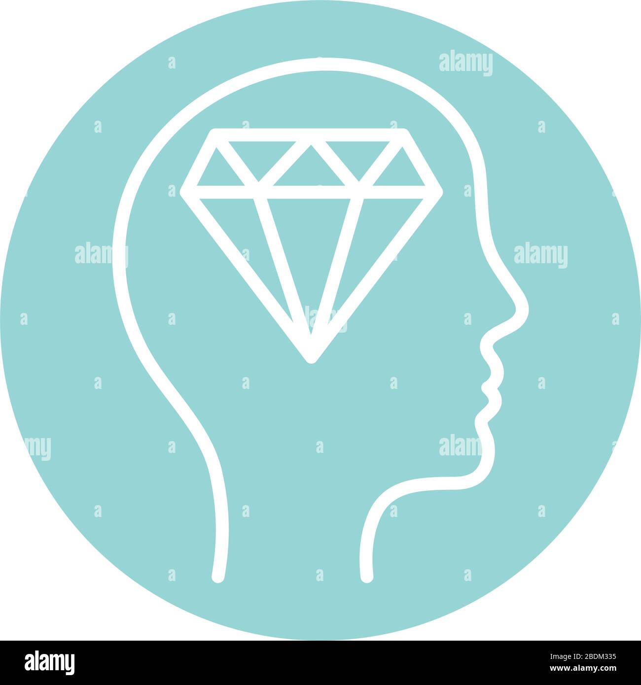diamond inside human head block style icon vector design Stock Vector ...
