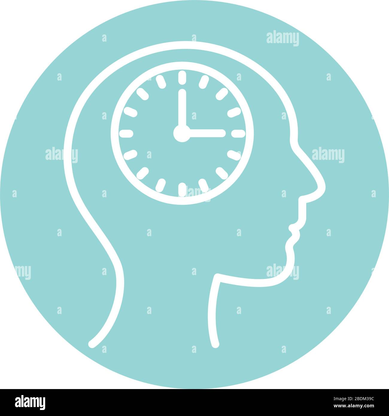 clock inside human head block style icon vector design Stock Vector ...