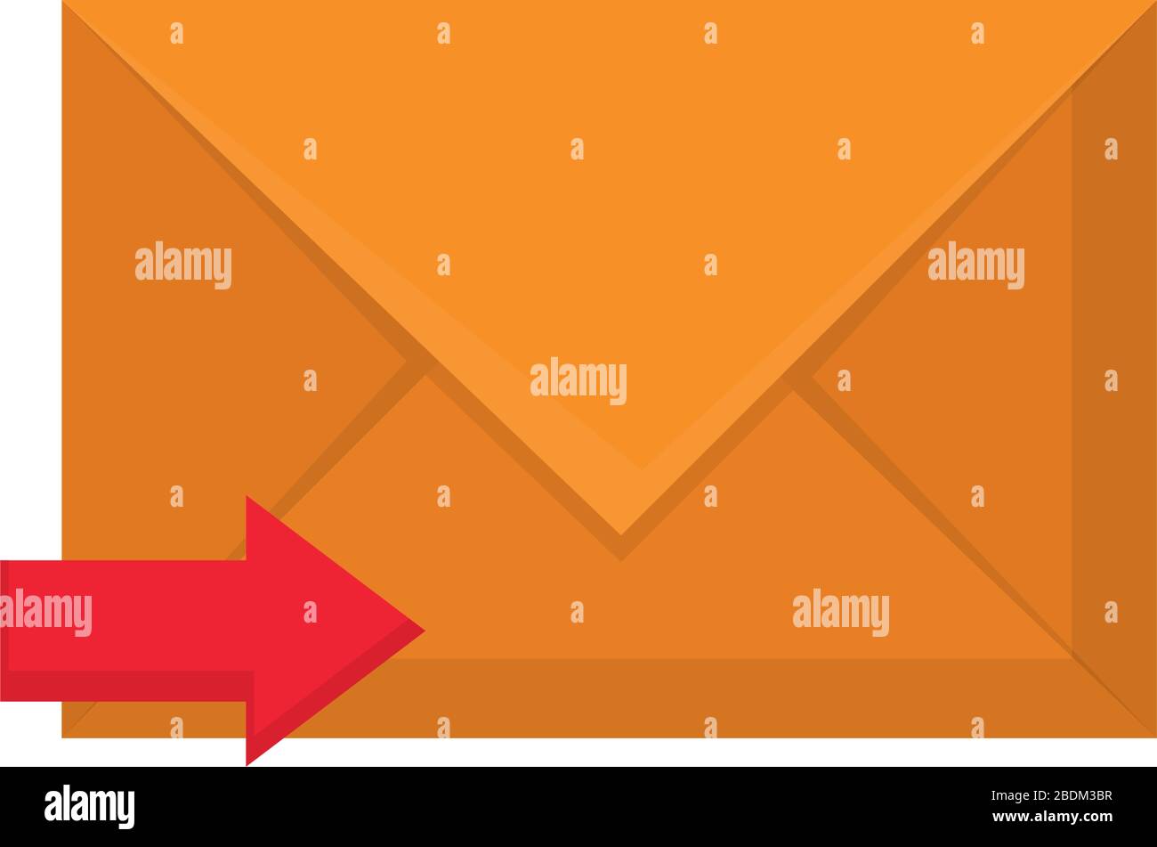 free delivery concept, envelope with red arrow icon over white ...