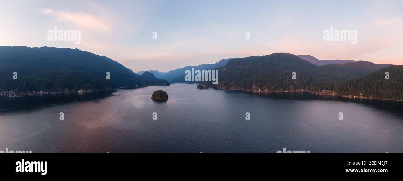 Beautiful Aerial Panoramic View of Cosy Cove, Deep Cove and Indian Arm ...
