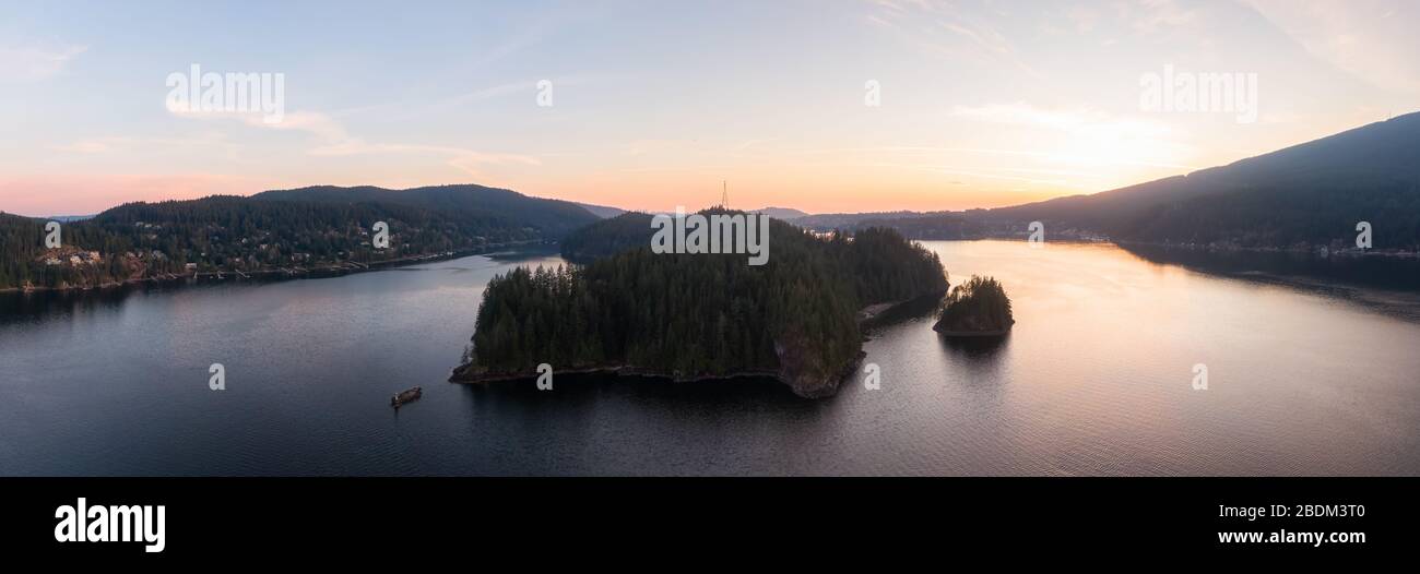 Beautiful Aerial Panoramic View of Cosy Cove, Deep Cove and Indian Arm ...