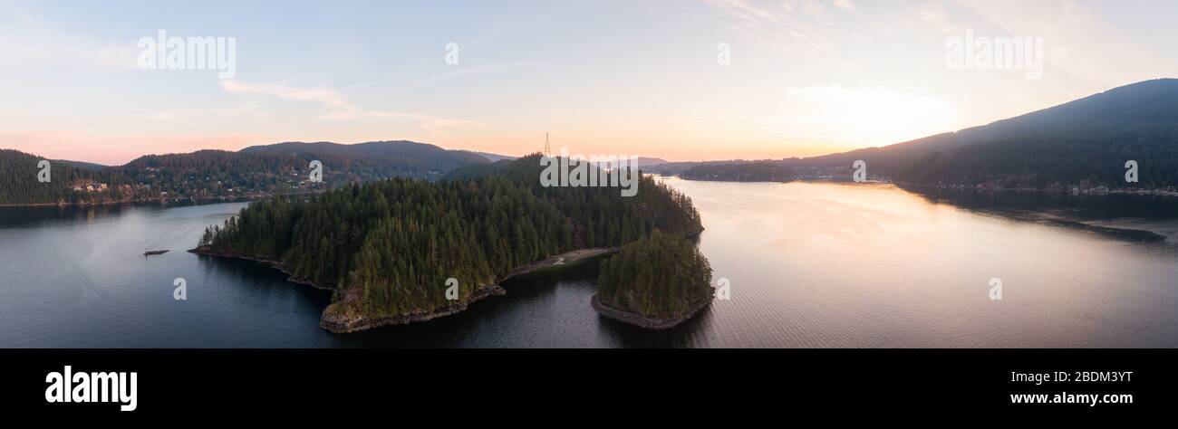 Beautiful Aerial Panoramic View of Cosy Cove, Deep Cove and Indian Arm ...