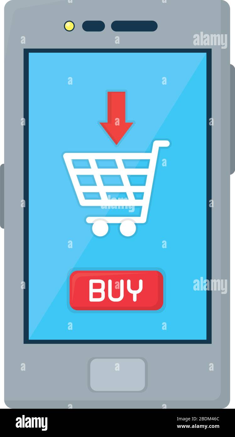 free shipping concept, smartphone with shopping cart on screen icon ...