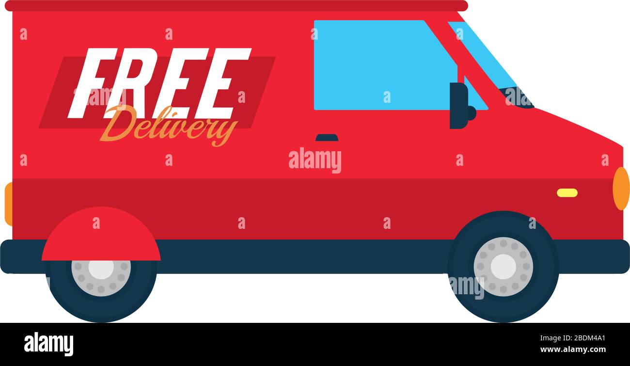delivery van icon over white background, flat style, vector ...