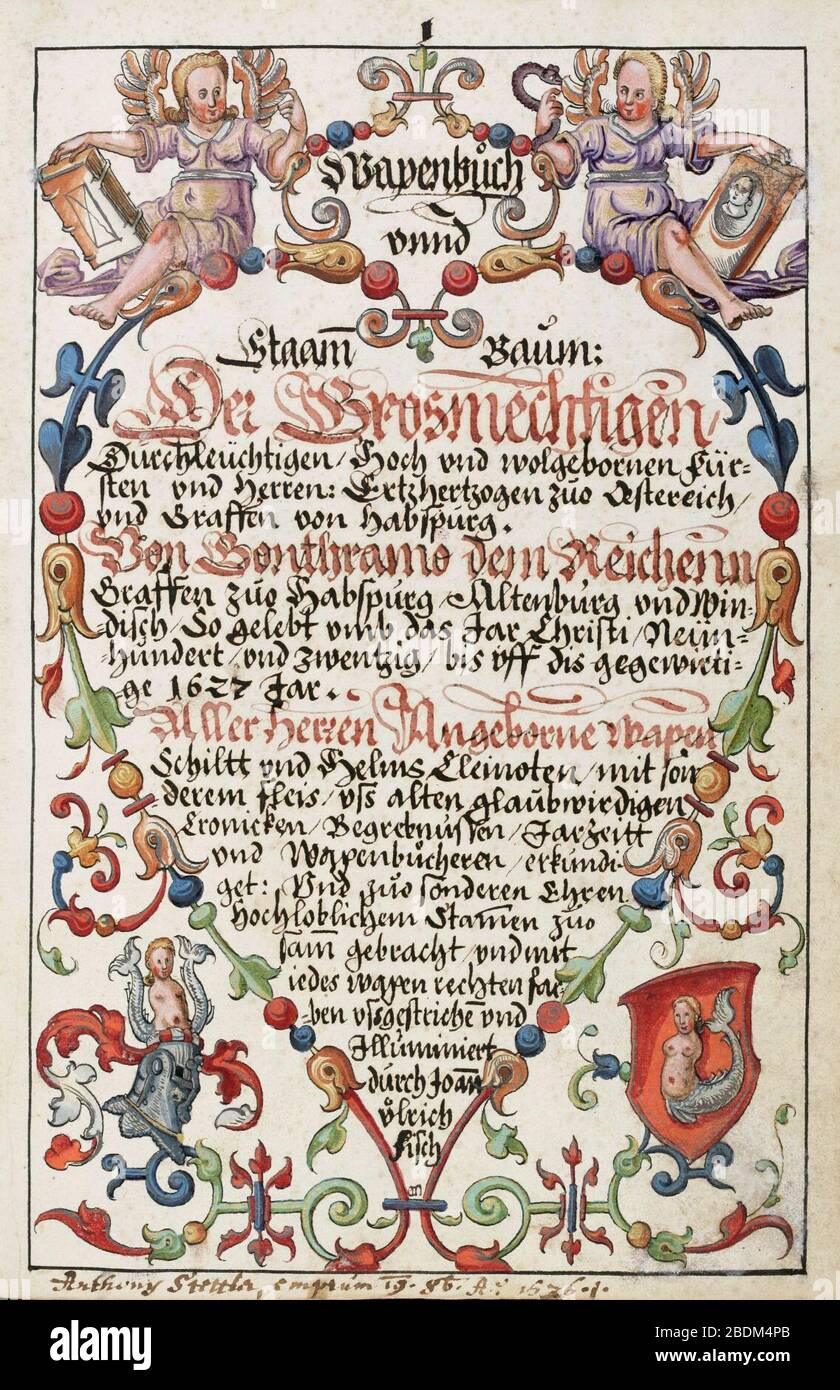 Habsburger Wappenbuch Fisch saa-V4-1985 000 Vr Stock Photo - Alamy