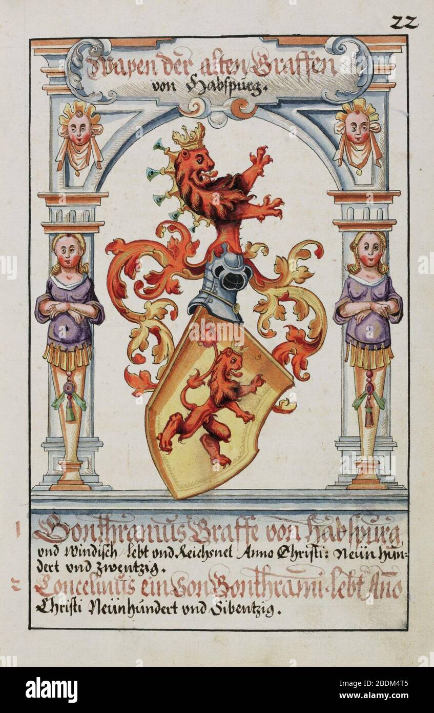 Habsburger Wappenbuch Fisch saa-V4-1985 022r Stock Photo - Alamy