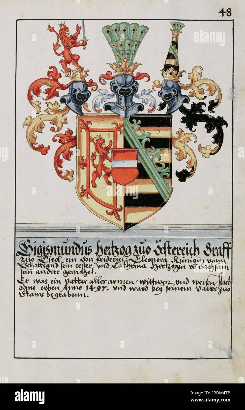 Habsburger Wappenbuch Fisch saa-V4-1985 048r Stock Photo - Alamy