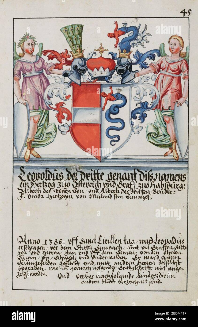 Habsburger Wappenbuch Fisch saa-V4-1985 045r Stock Photo - Alamy