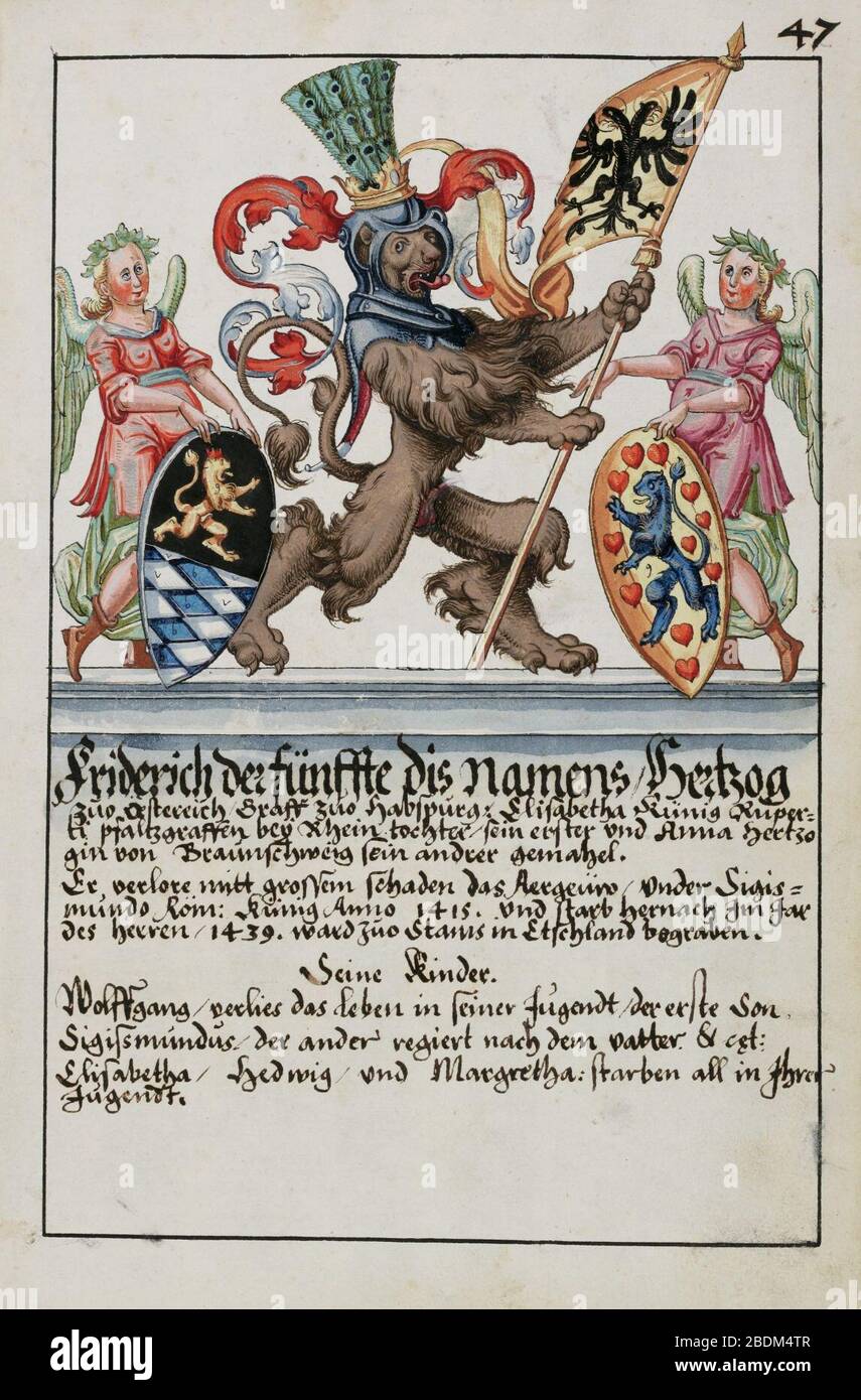 Habsburger Wappenbuch Fisch saa-V4-1985 047r Stock Photo - Alamy