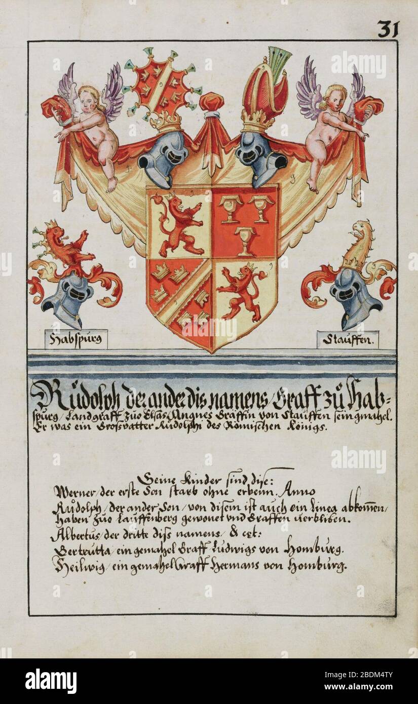Habsburger Wappenbuch Fisch saa-V4-1985 031r Stock Photo - Alamy